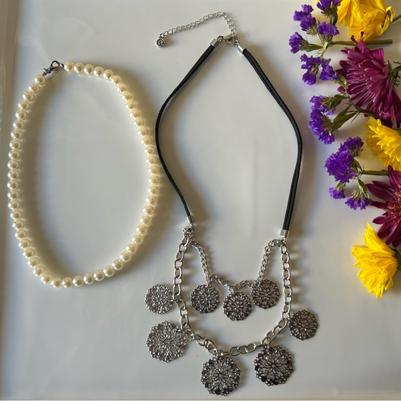 Jewelry | Classic Chic Necklace Duo Pearls Filigree Charm Set | Poshmark